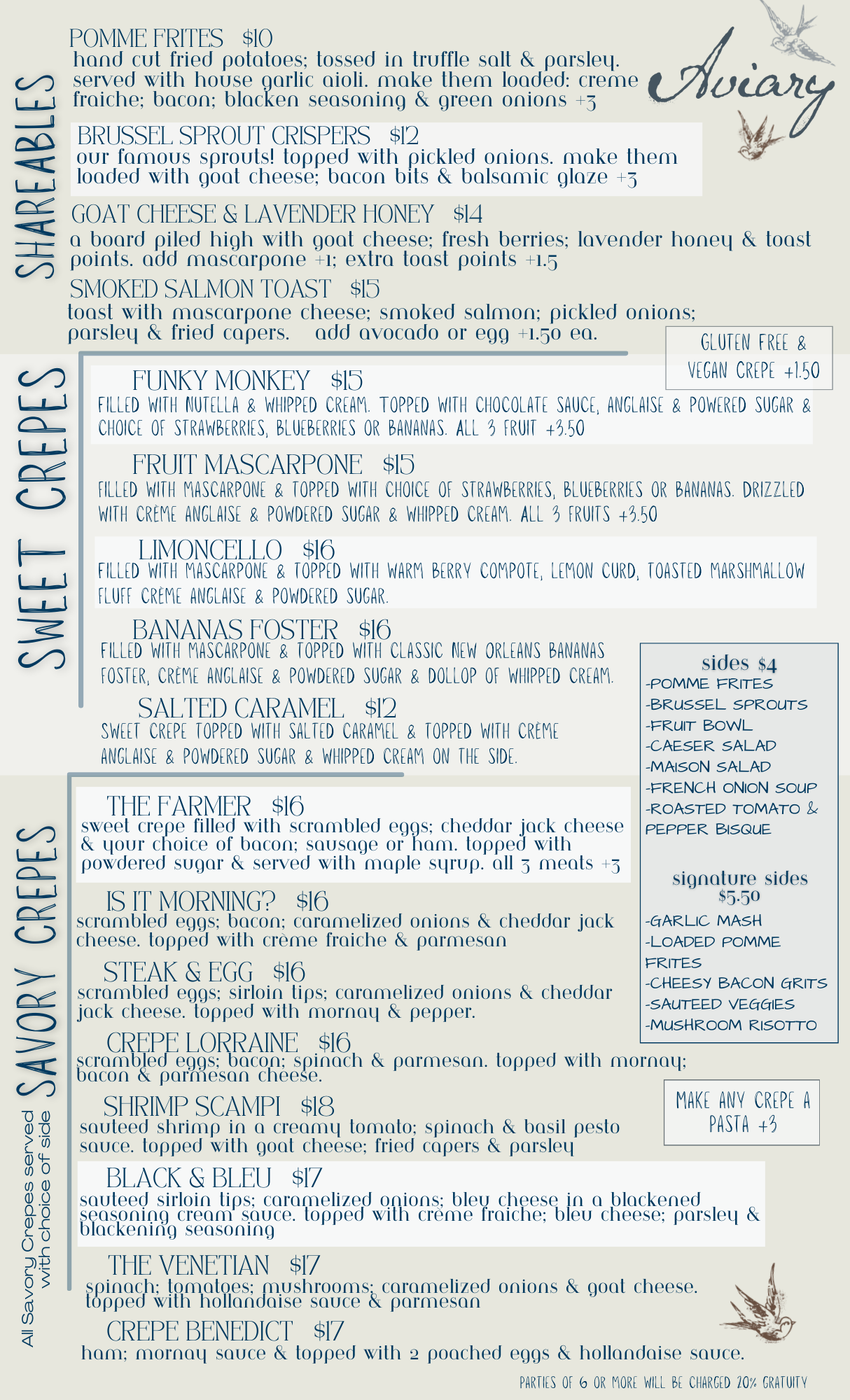 Menu — Aviary Cafe