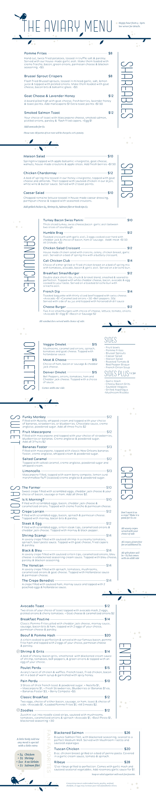 Menu — Aviary Cafe