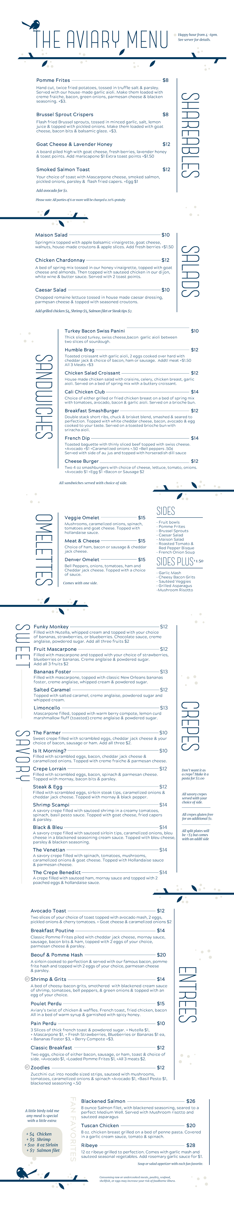 Menu — Aviary Cafe