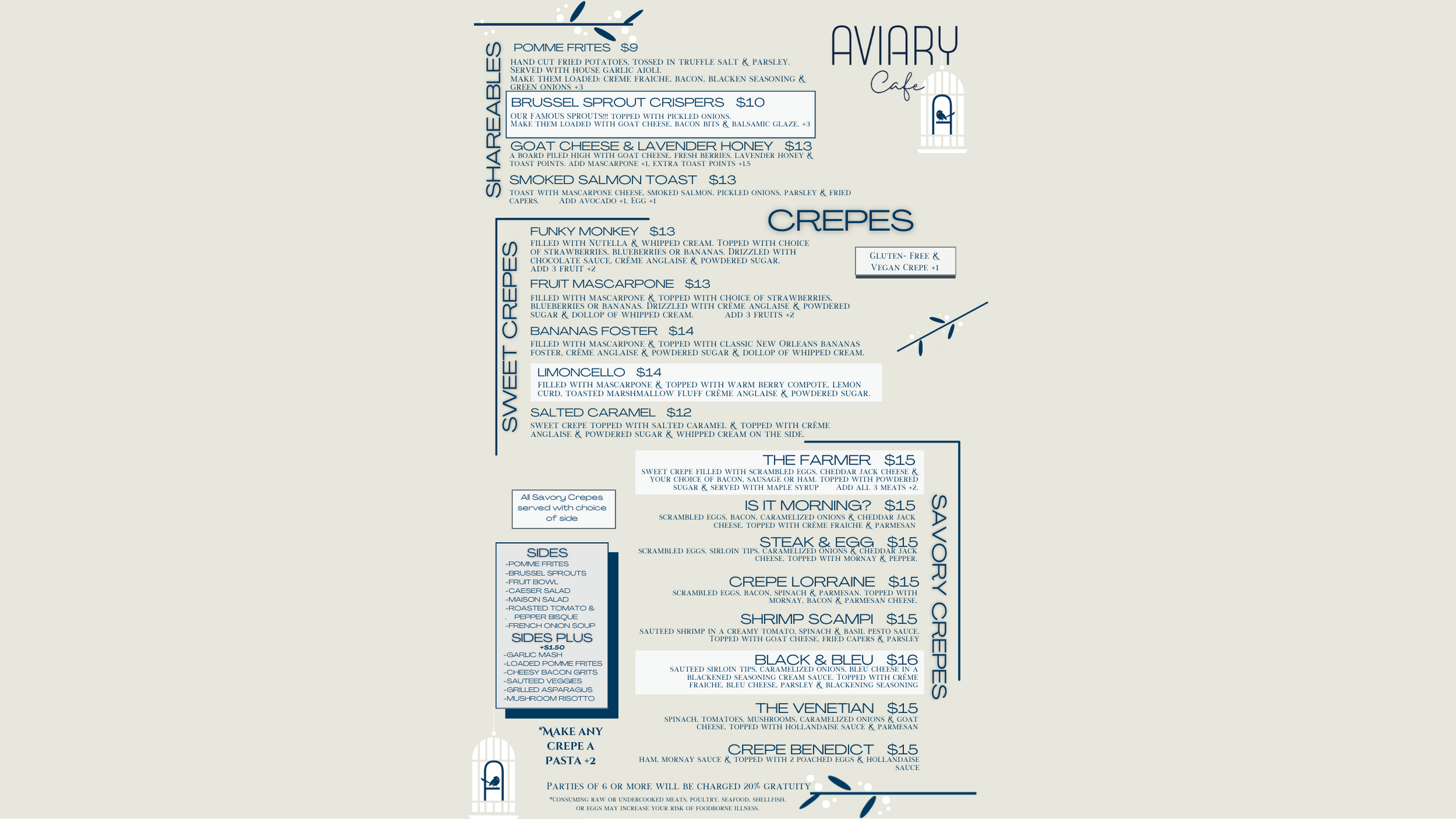 Menu — Aviary Cafe
