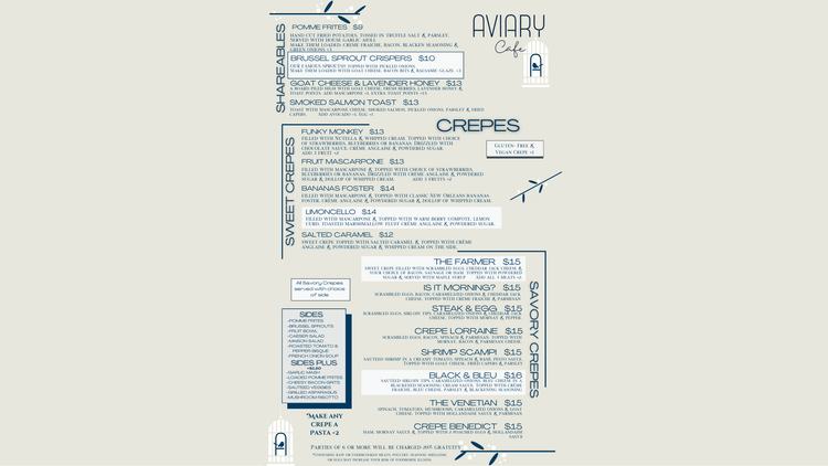 Menu — Aviary Cafe