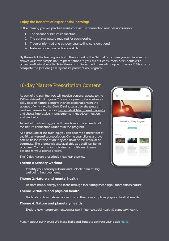 NatureFix Nature Training — Nature Fix | Connecting you to the restorative powers of nature
