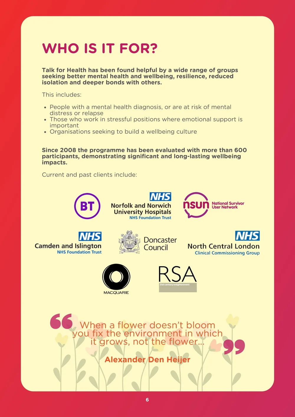 Creative Health Camden — Talk for Health Cafes.