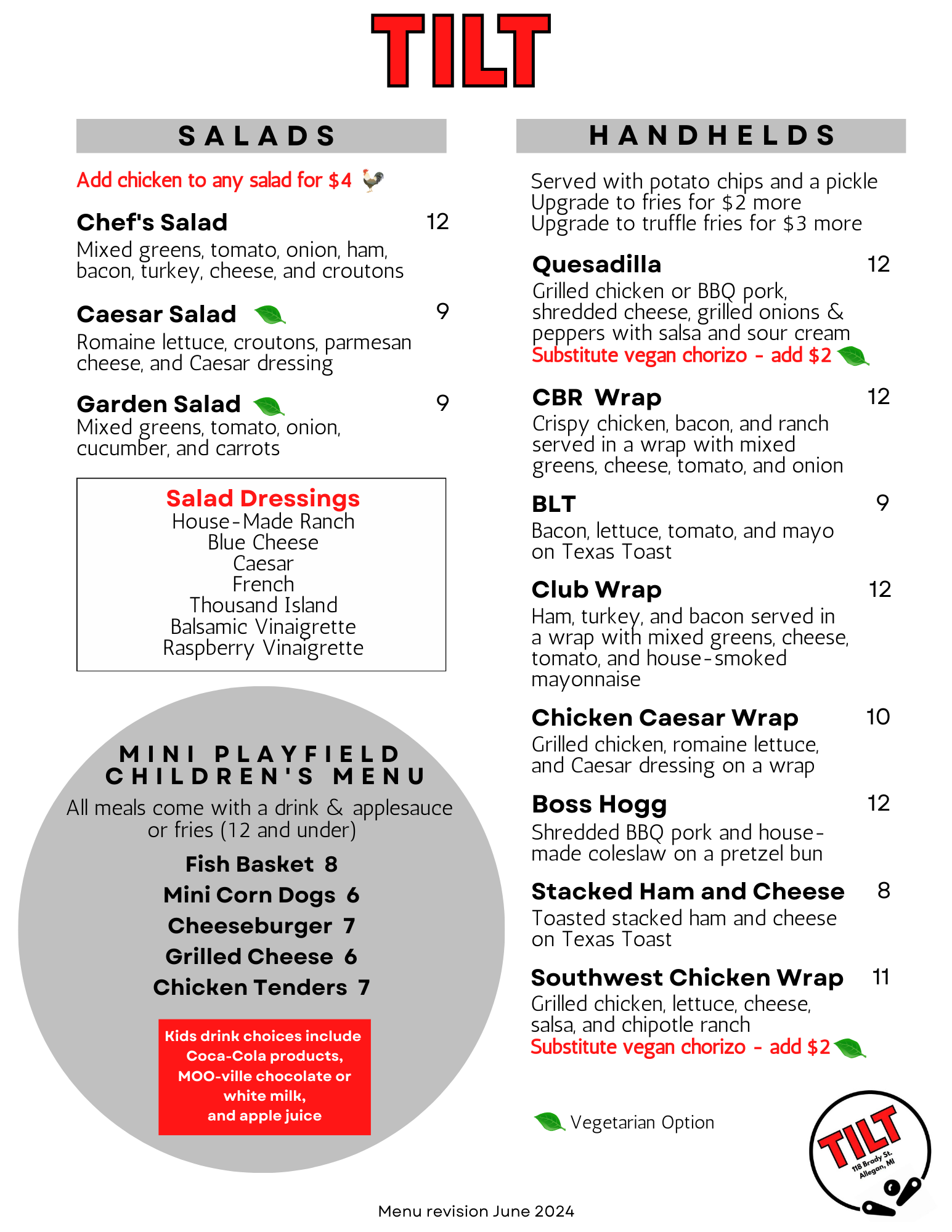 Food Menu — TILT