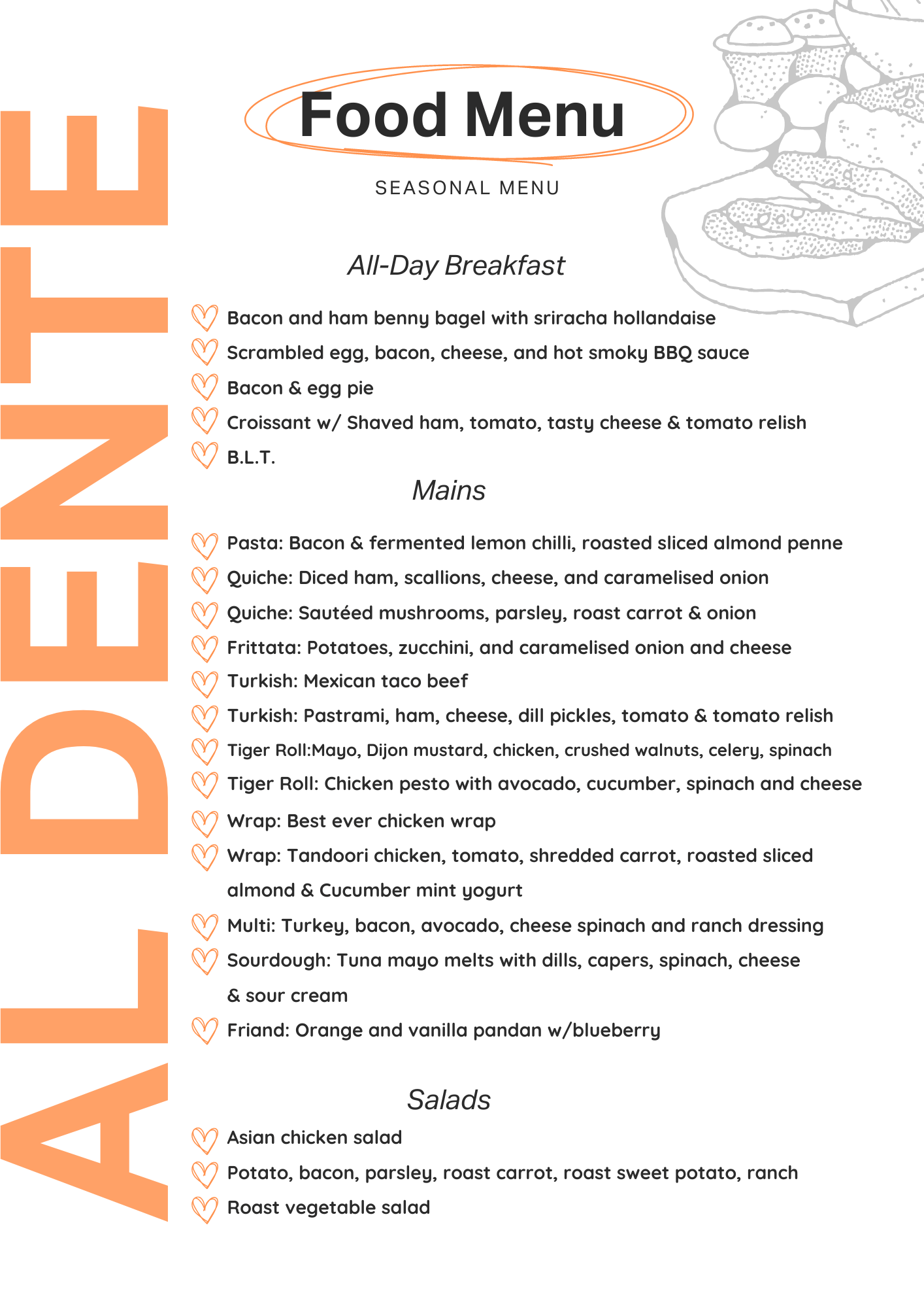 Healthy & Fresh Food Cafe Menu | Bathurst, New South Wales | Al Denté ...