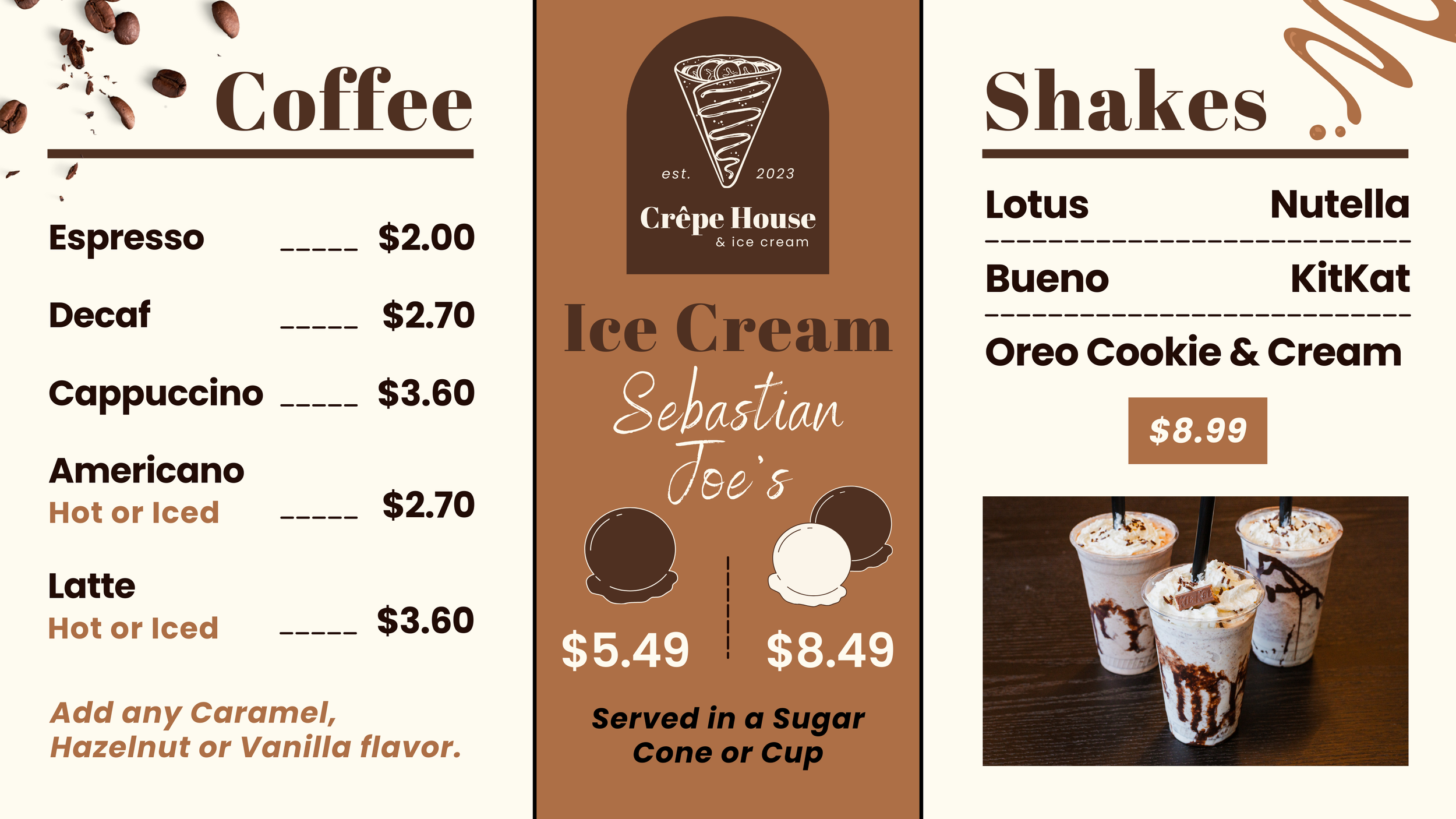 Our Menu — Crepe House & Ice Cream