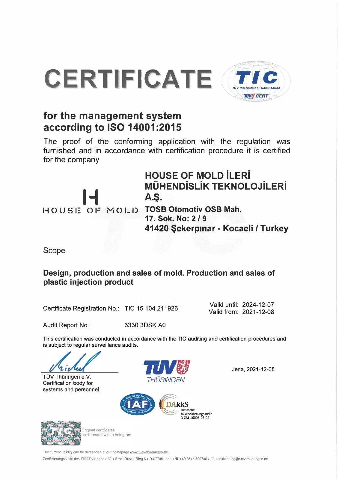 Our Certificates — House of Mold