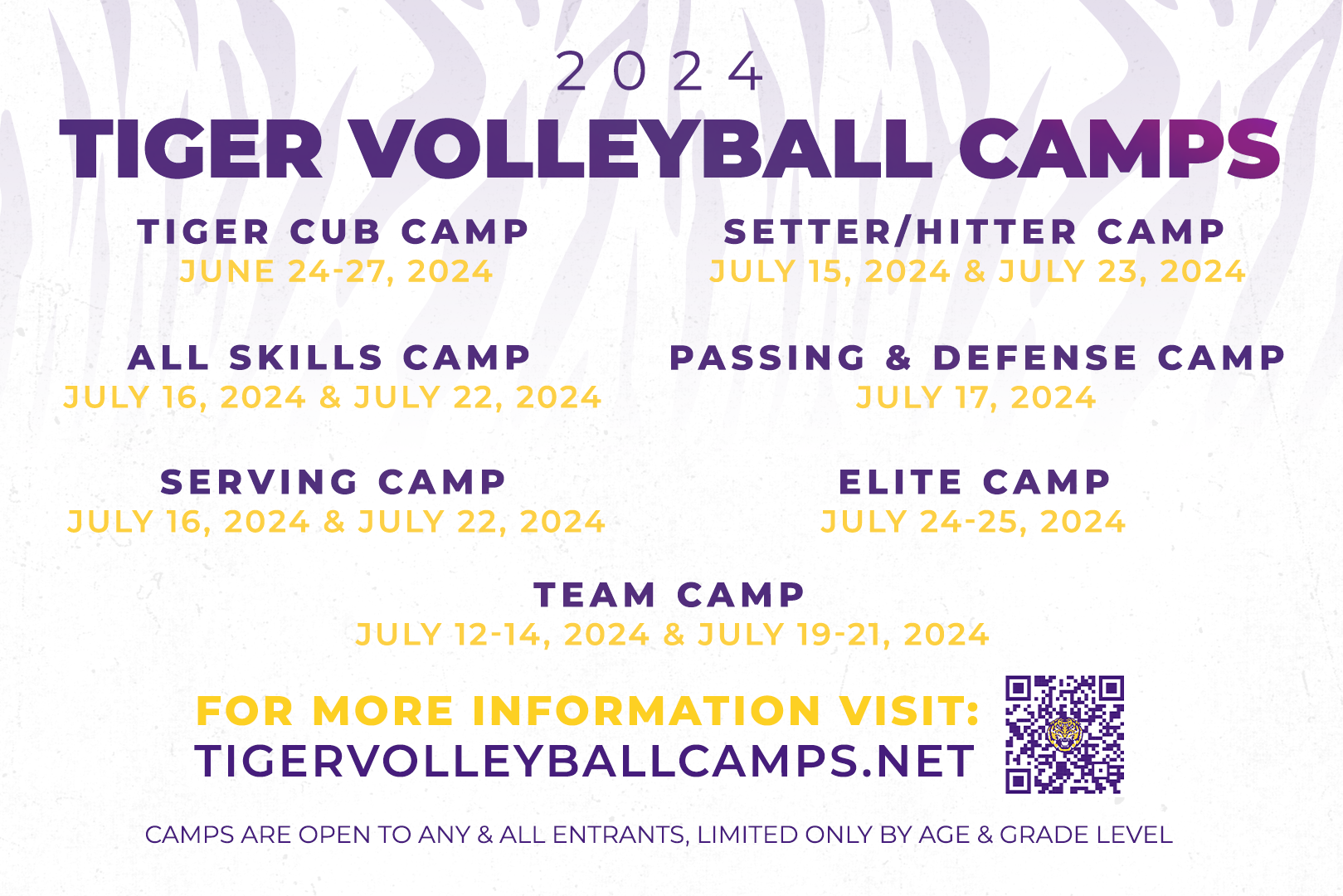Camp Dates — Tiger Volleyball Camps
