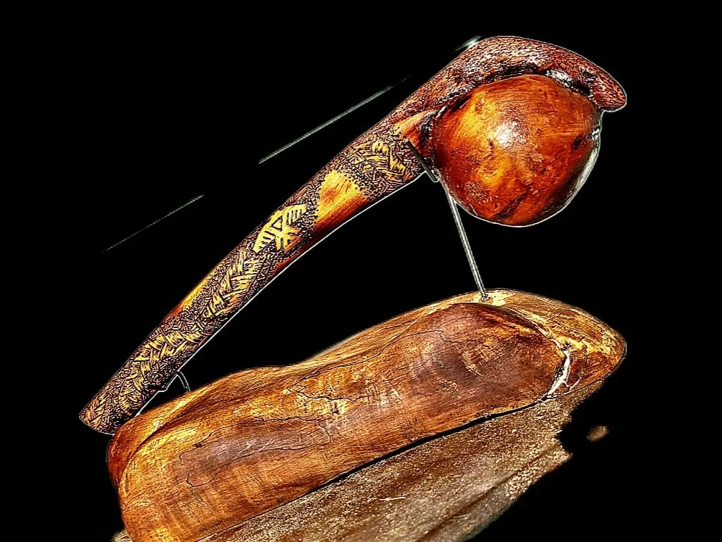 Otter Effigy Warclub woodcarving ballhead warclub — Billy Logan Art