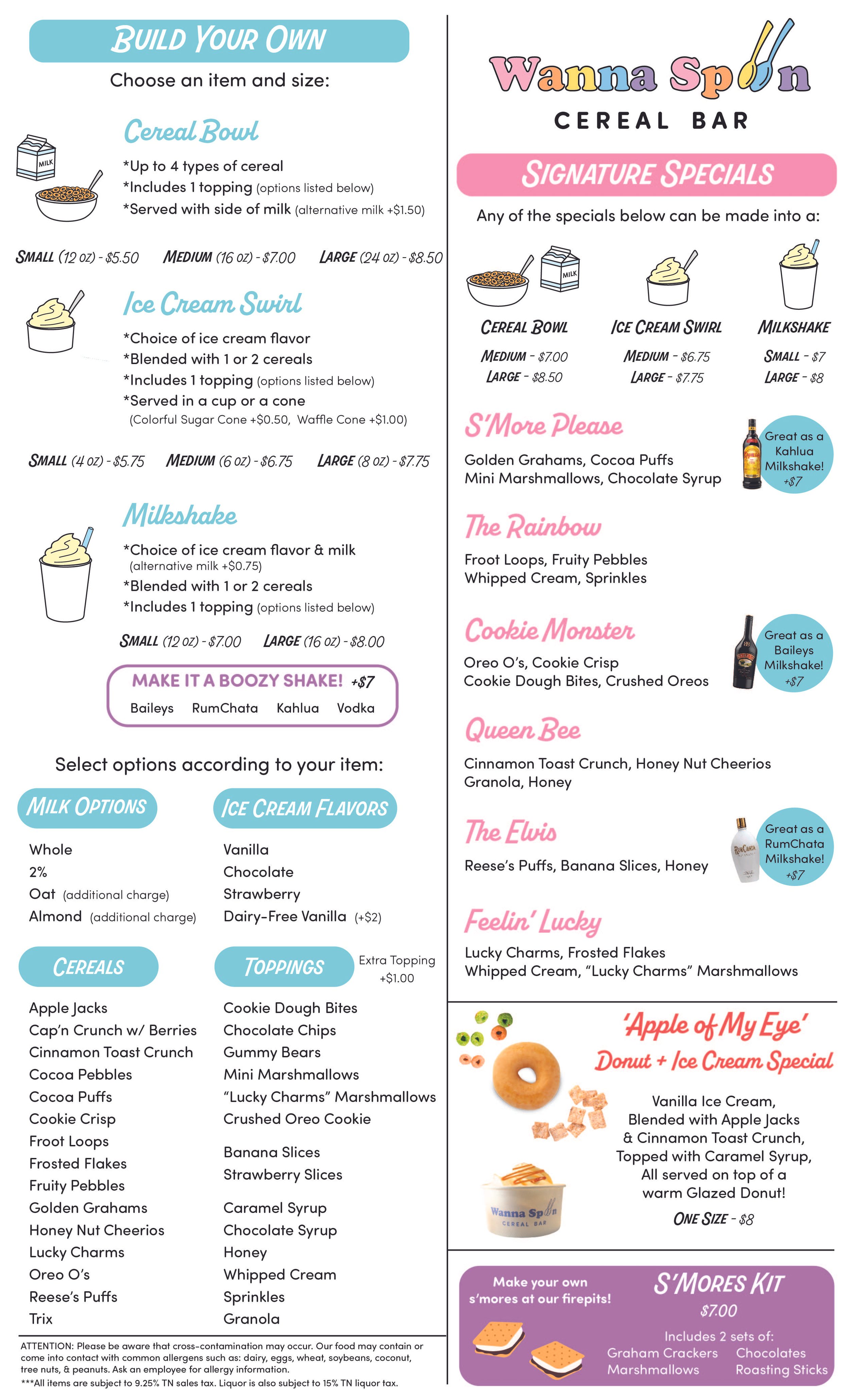 Menu 1 — Wanna Spoon Cereal Bar