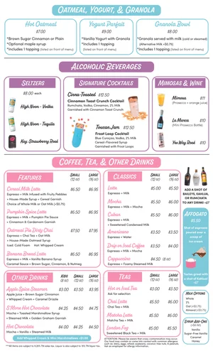 Menu 1 — Wanna Spoon Cereal Bar