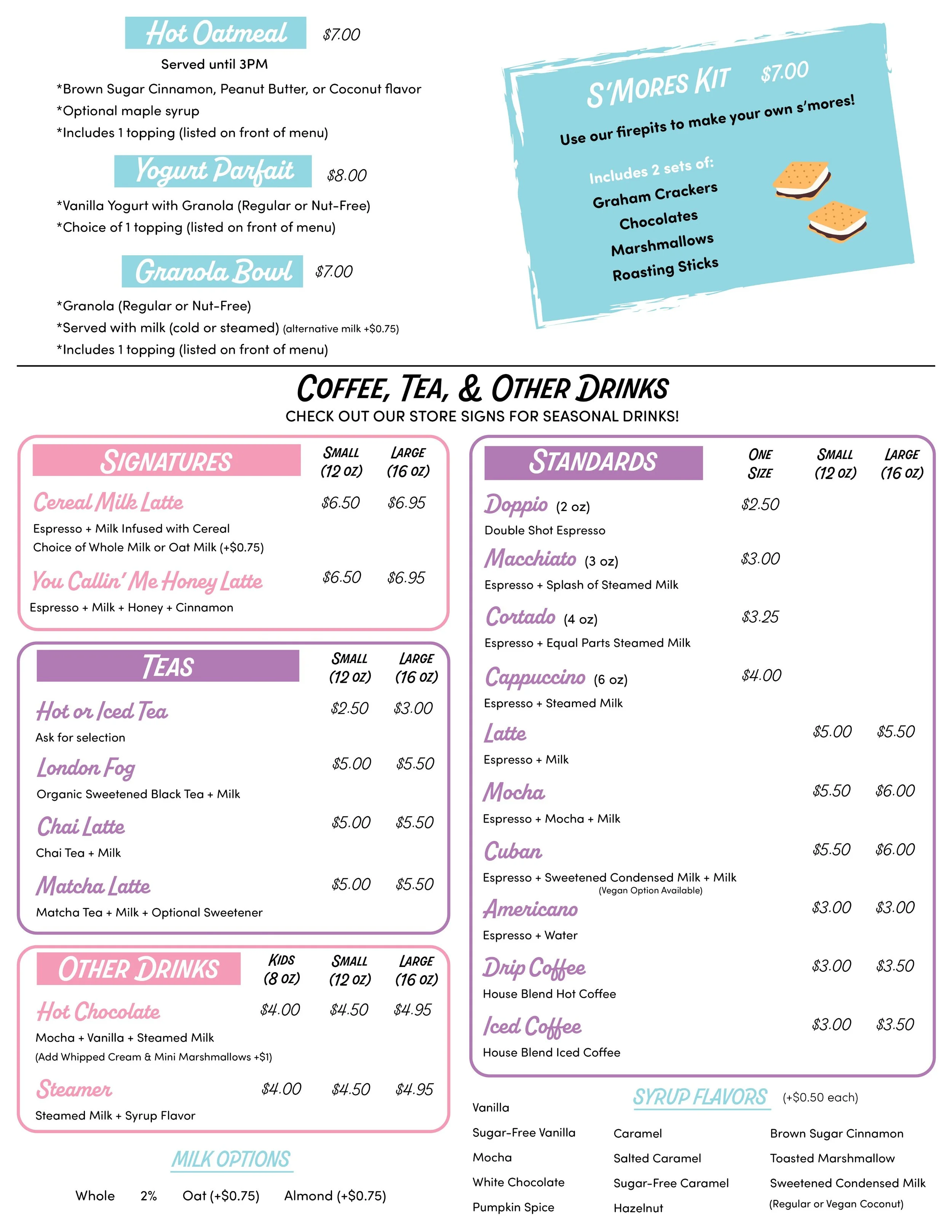Menu 1 — Wanna Spoon Cereal Bar