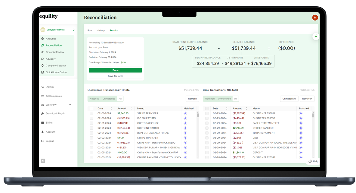 Bank Reconciliation — Equility - Small Business Financial Compliance