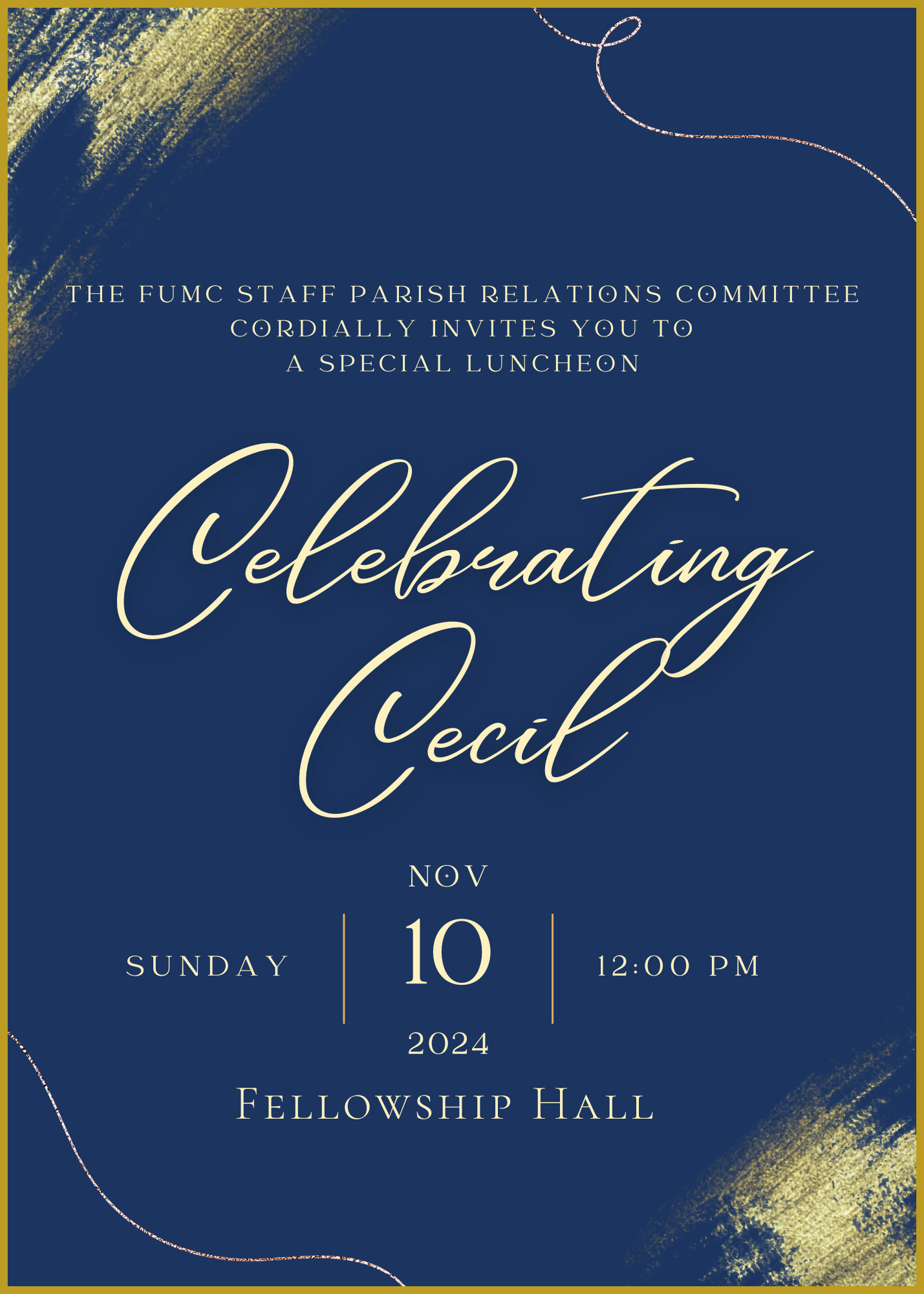 Celebrating Cecil Luncheon & Love Offering — FIRST UNITED METHODIST CHURCH