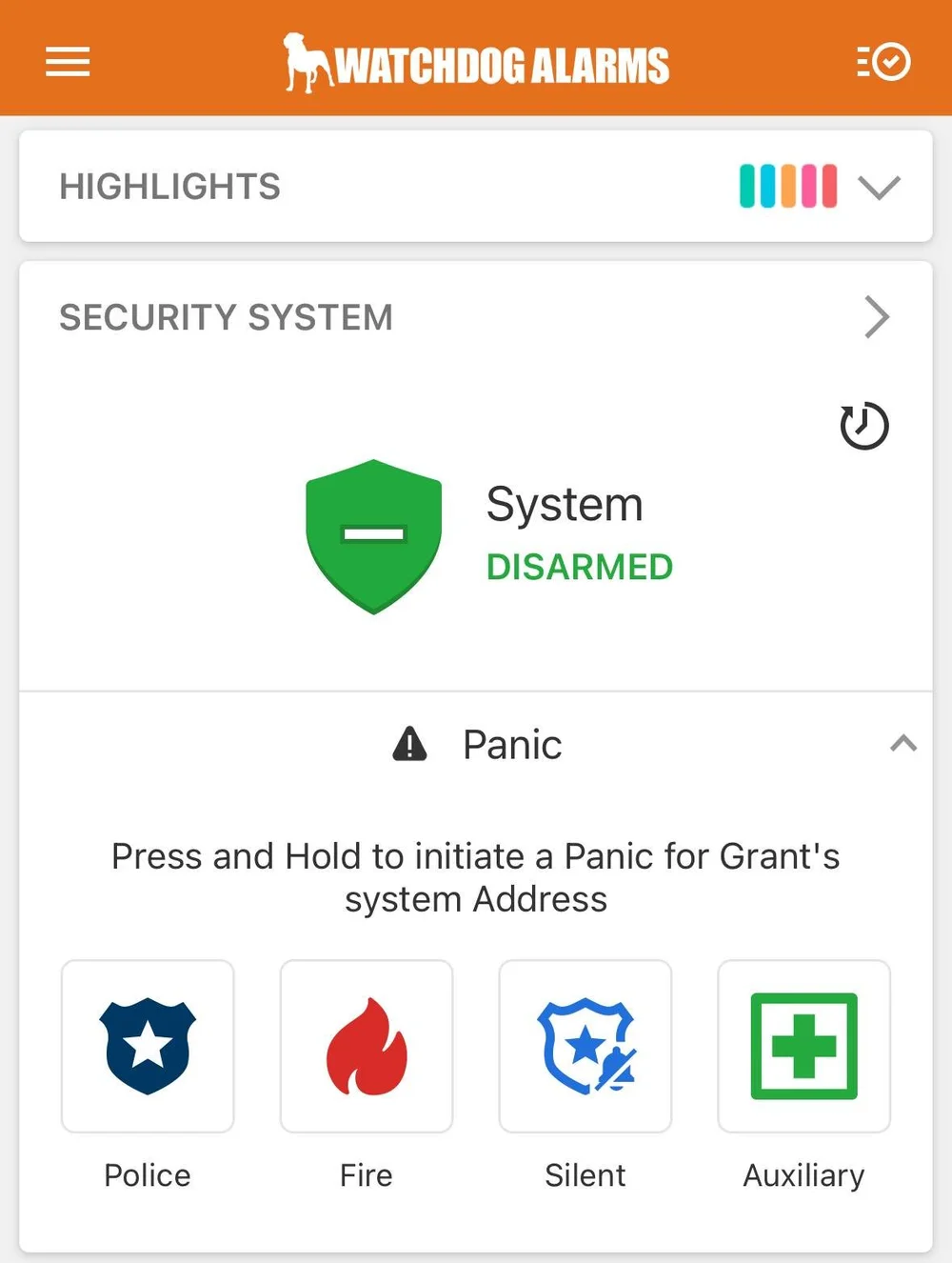 Alarm.com In-App Panic — Watchdog Alarms