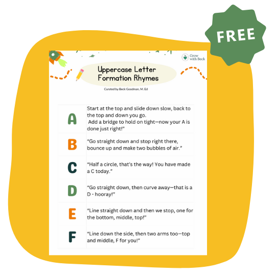 Uppercase Letter Formation Rhymes — Grow with Beck