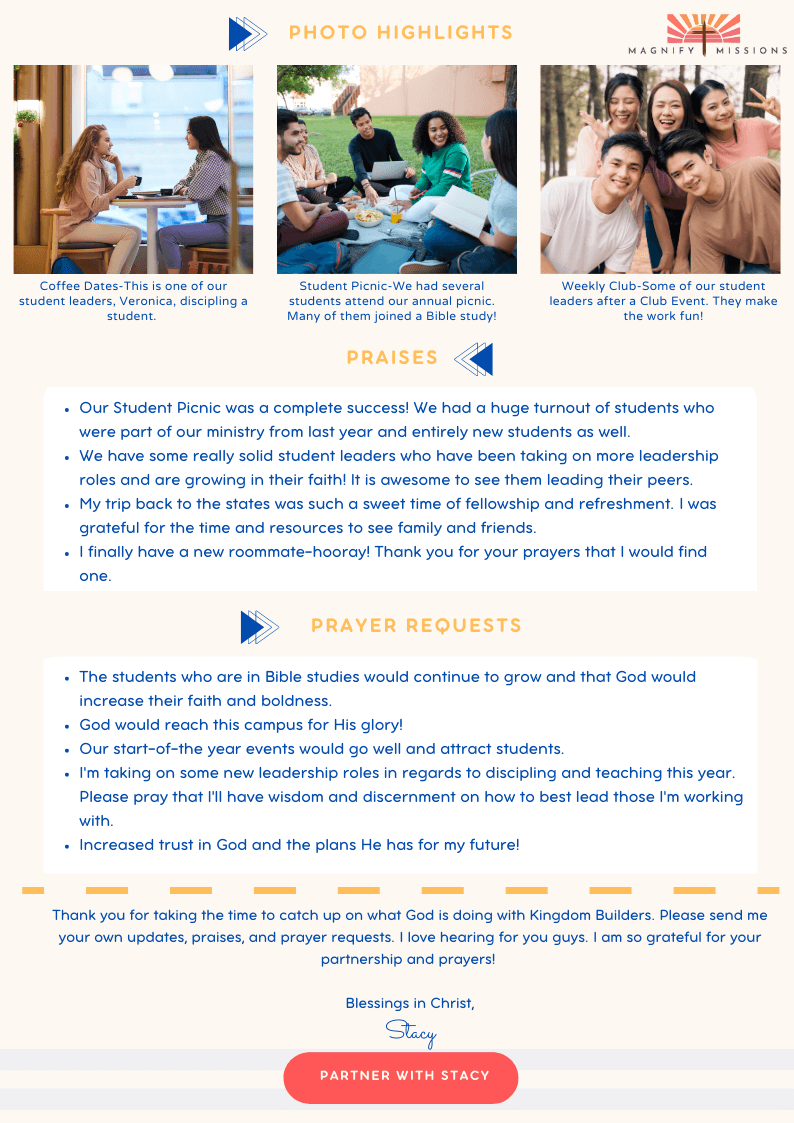 Ministry Newsletter Template — Magnify Missions