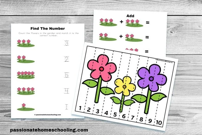 Free Printable Flower Counting Practice Worksheets Pack — Passionate ...