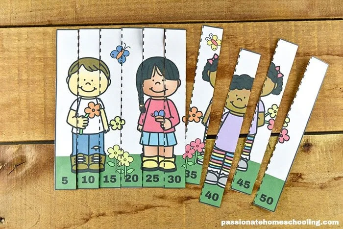 Free Printable Spring Skip Counting By 5 Puzzles — Passionate Homeschooling