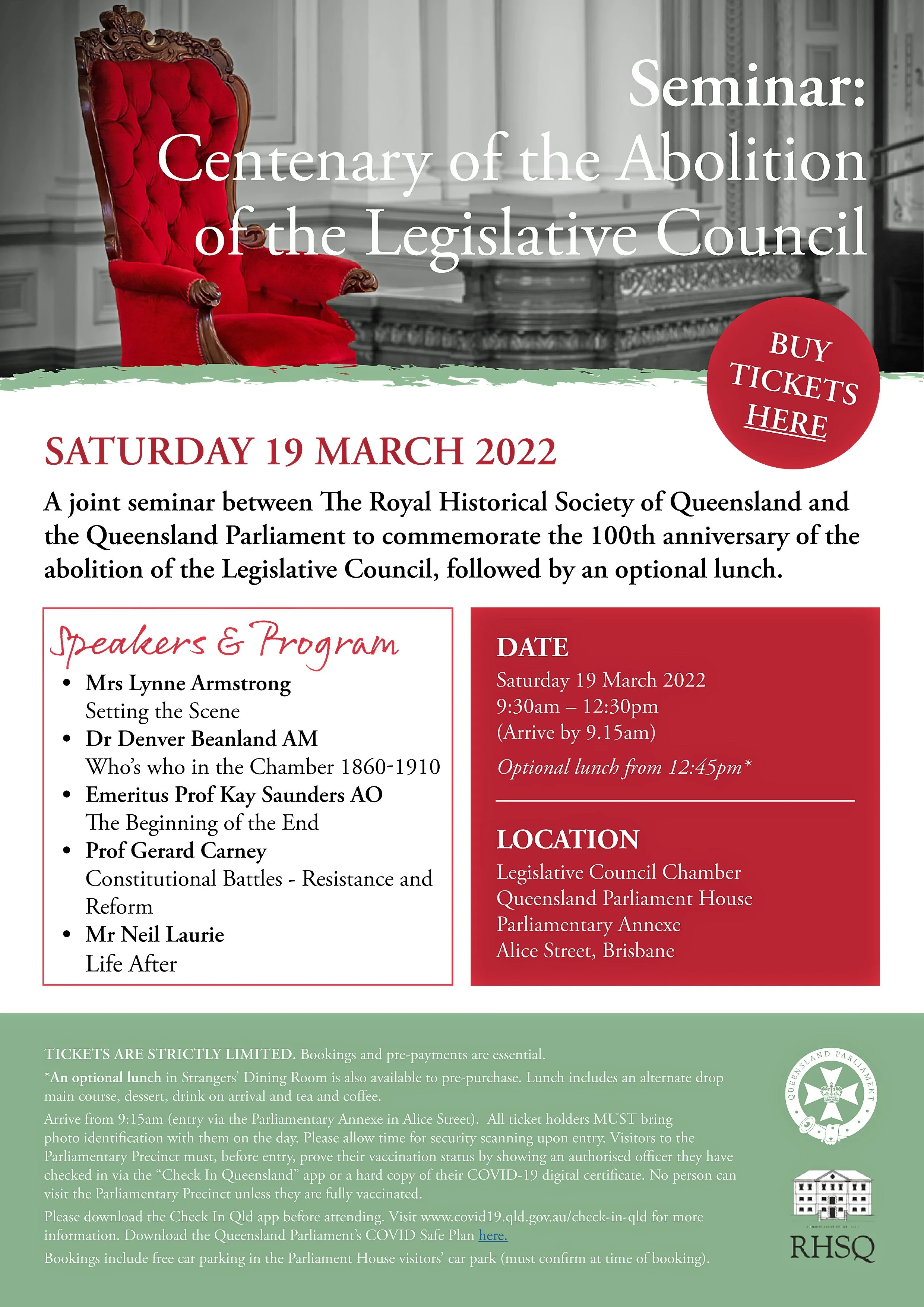Centenary of the Abolition of the Legislative Council — The Royal ...