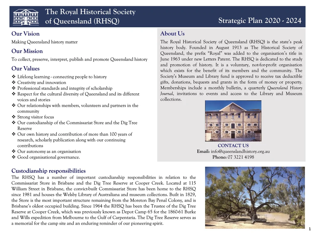 Strategic Plan — The Royal Historical Society of Queensland