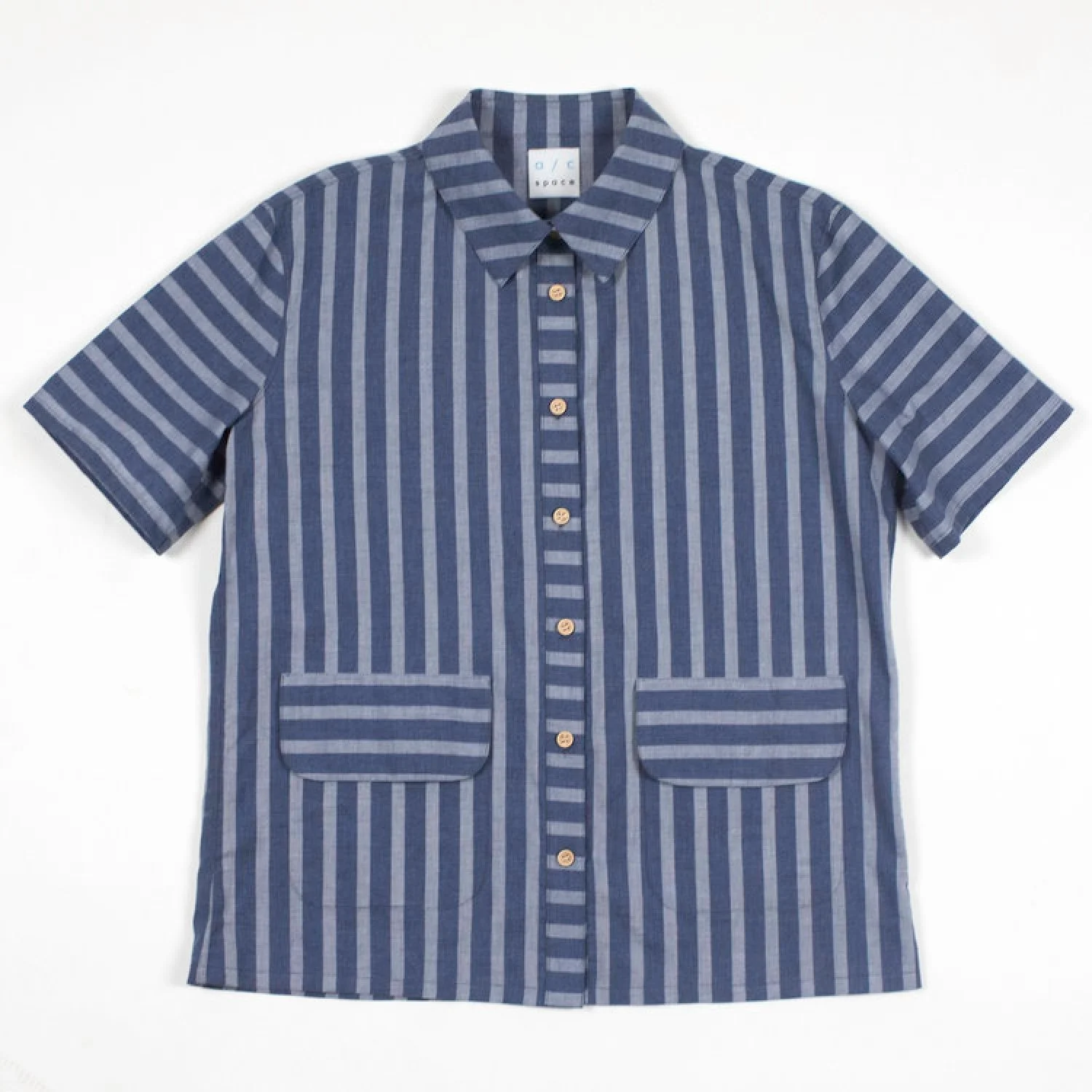 Blue Stripe Patch Pocket Button-Up | A/C Space — FAMM