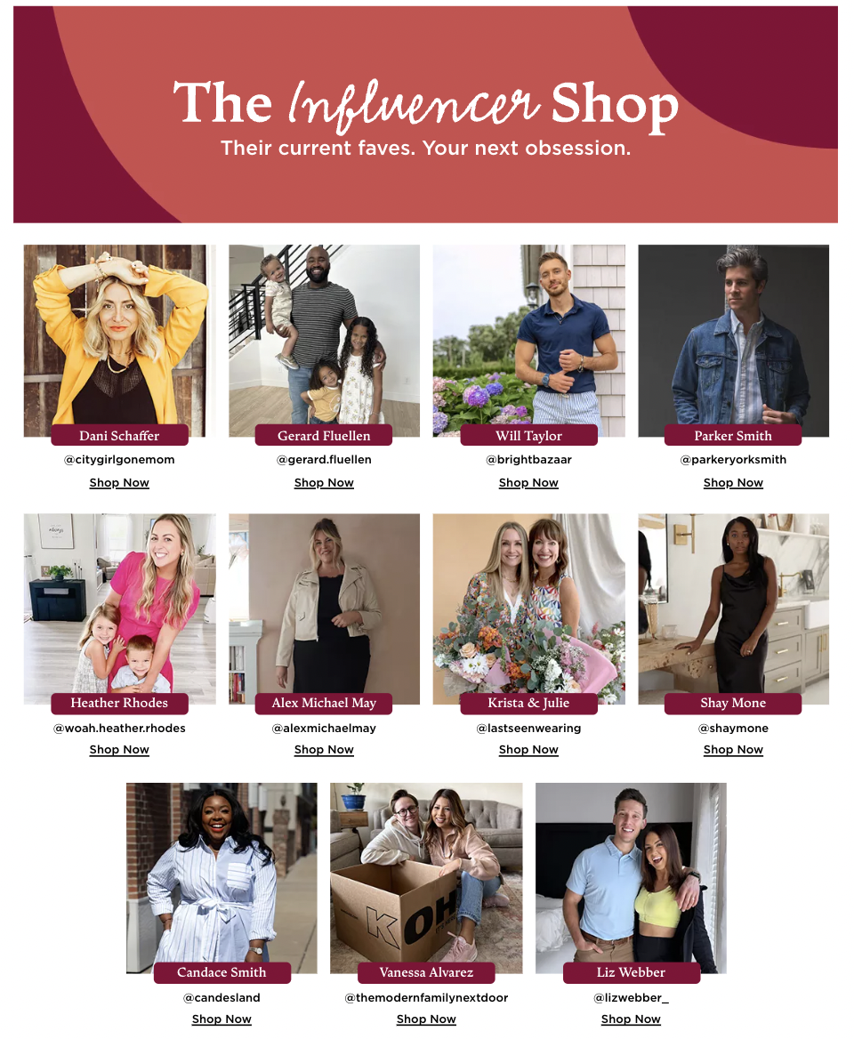 Kohl's Launches The Influencer Shop, Creator Storefronts for Curated ...