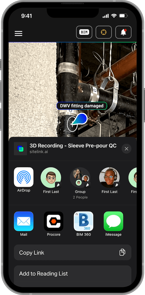 Collaboration for Commercial Construction App — Sitelink