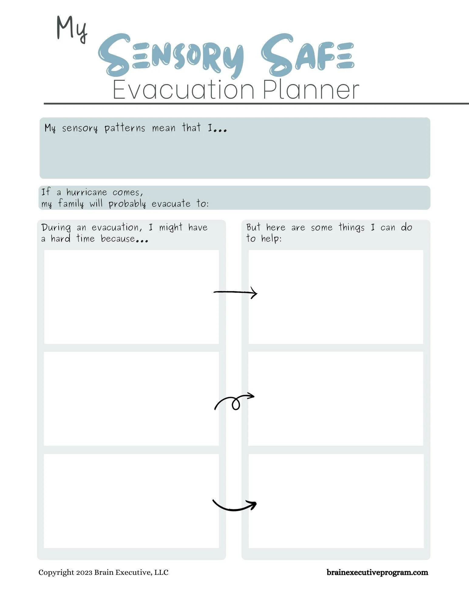 Sensory Safe Evacuation Planner | Disaster Preparedness Occupational ...