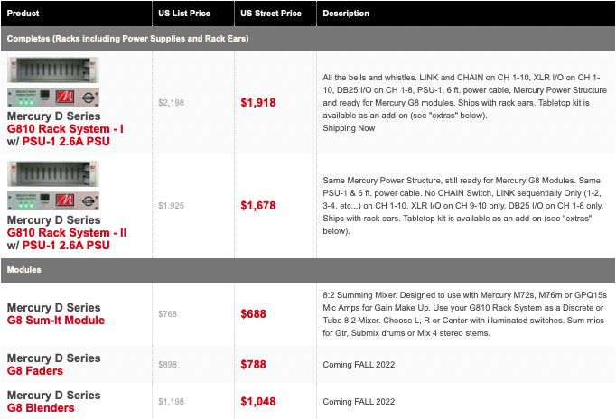 Mercury G810 Rack Systems — Mercury Recording Equipment