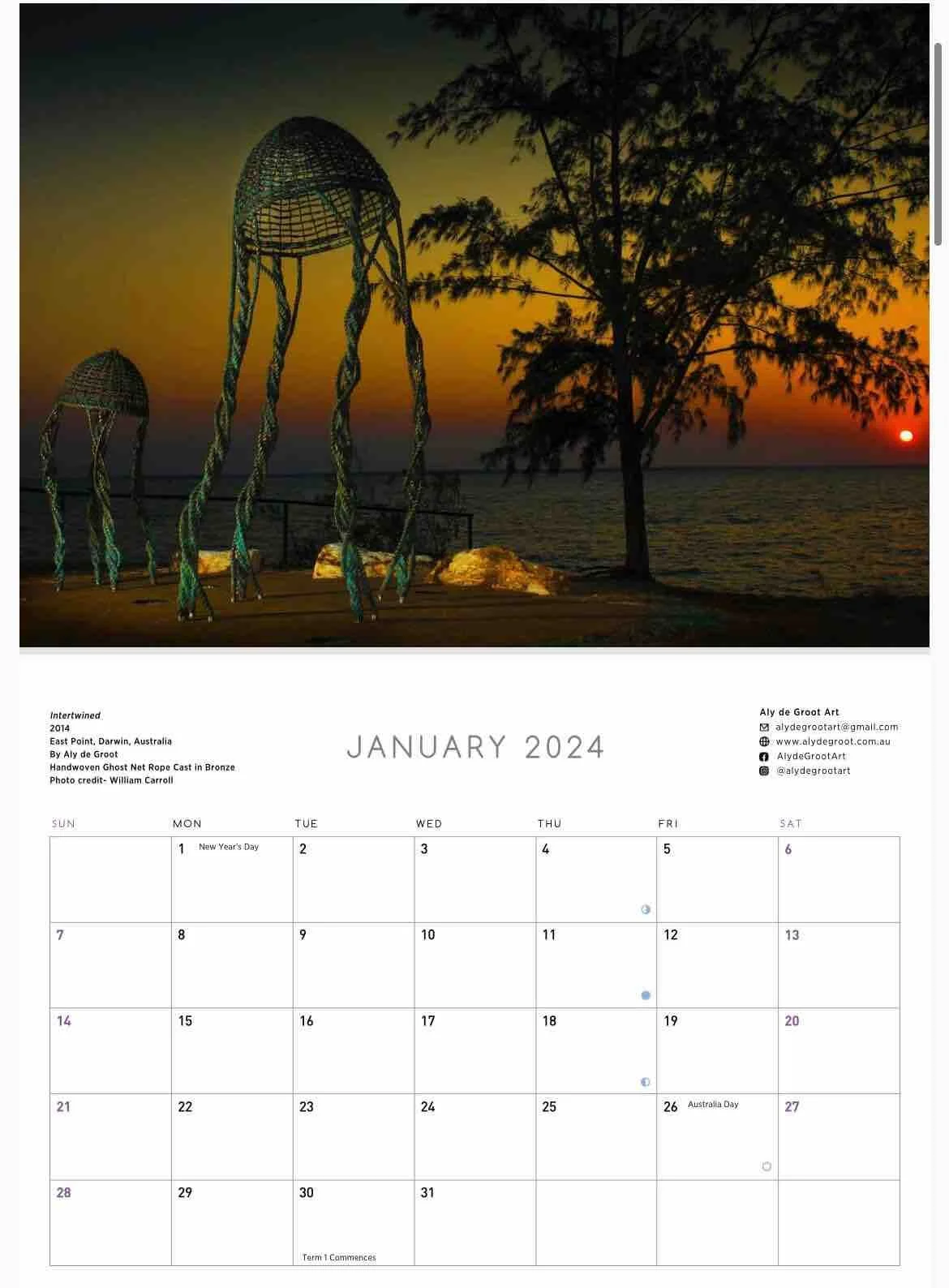 Aly de Groot calendar of woven artworks — alydegroot