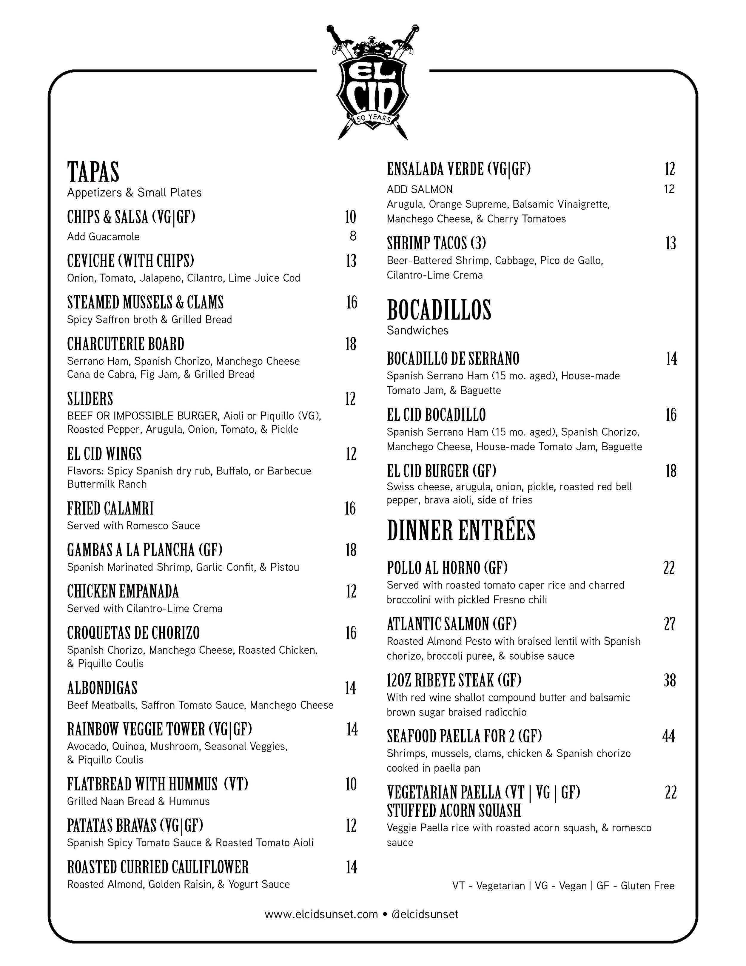 Restaurant - Experience classic Spanish cuisine — El Cid Sunset