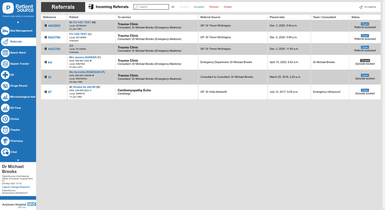Referrals — PatientSource Electronic Patient Record Solution (Copy)