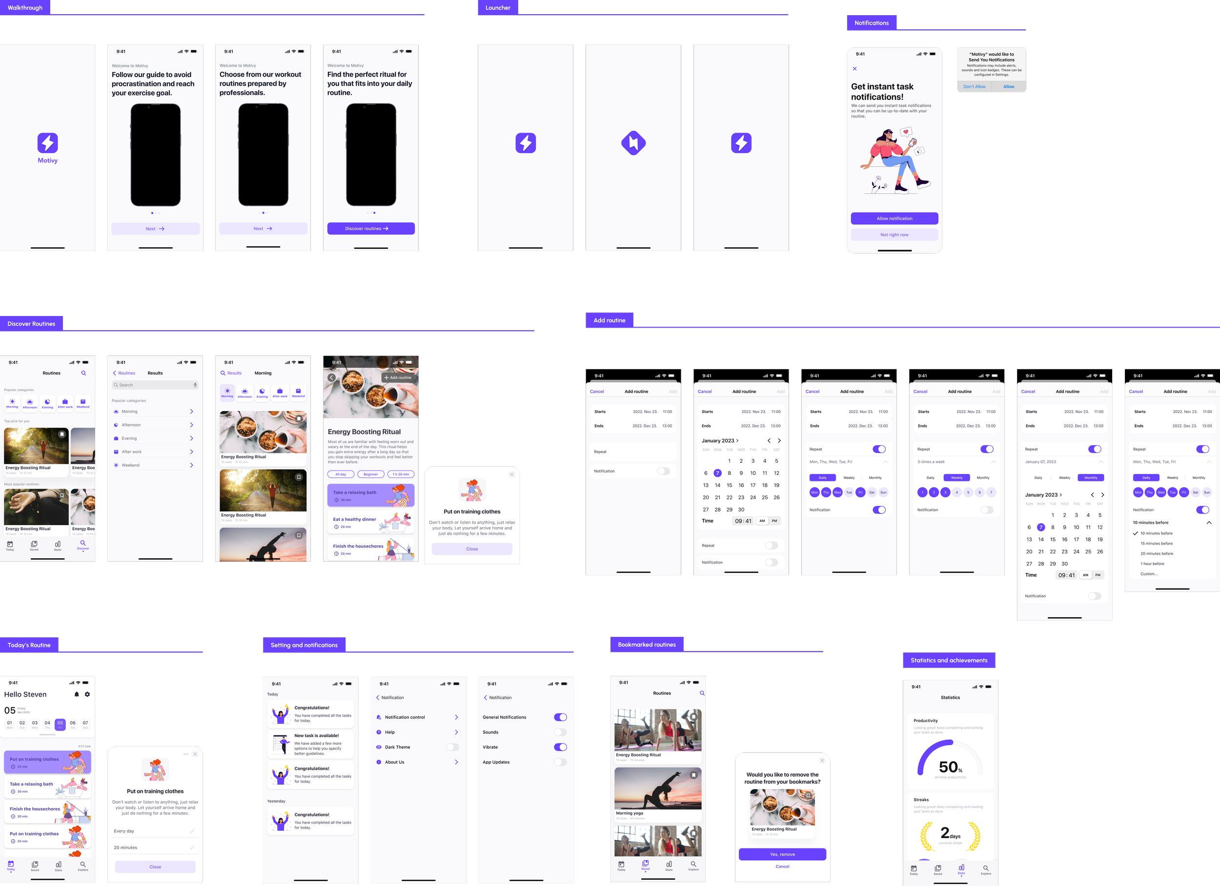Routine Creator App UX UI Design Rekaszijj design