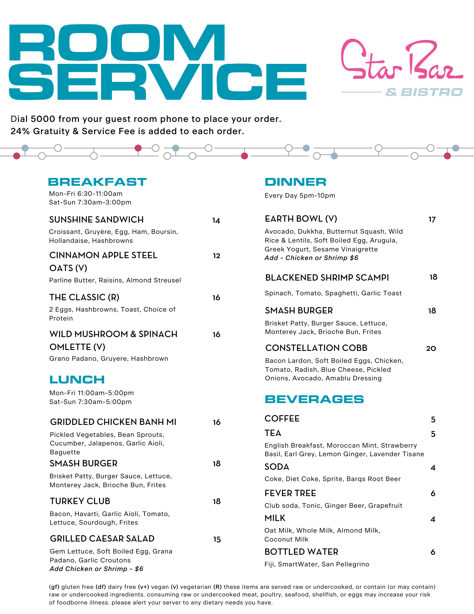 Menu 1 — Star Bar & Bistro