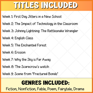 Reading Bell Ringers for Middle School ELA/ESL for 5th and 6th Grade ...