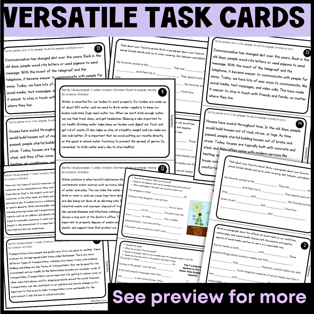 Narrative Writing Activities & Graphic Organizers, Interactive for ESL ...