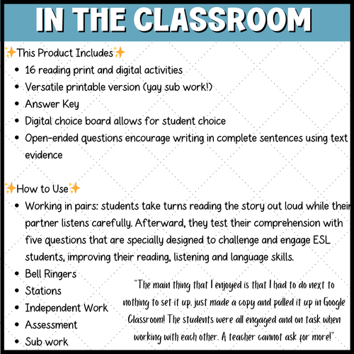 Reading Bell Ringers for Middle School ELA/ESL for 5th and 6th Grade ...