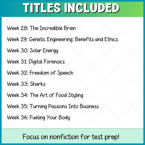 Reading Bell Ringers for Middle School ELA/ESL for 5th and 6th Grade ...