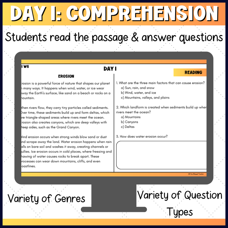 Reading Bell Ringers for Middle School ELA/ESL for 5th and 6th Grade ...