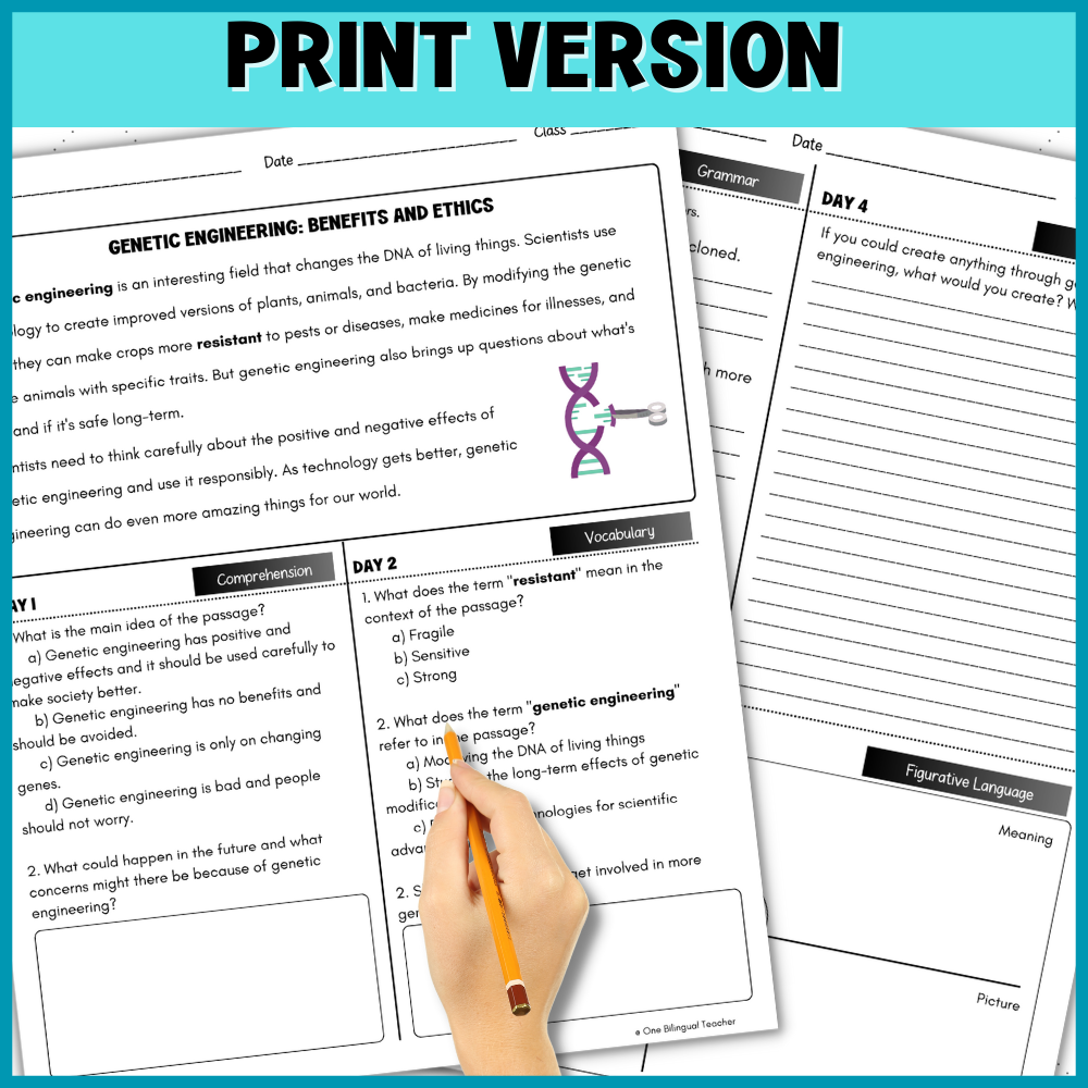 Reading Bell Ringers for Middle School ELA/ESL for 5th and 6th Grade ...