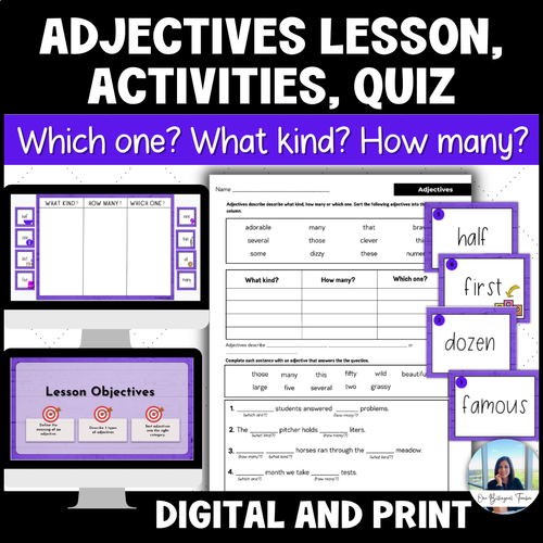 ESL Subject Noun and Direct Object Lesson, Task Cards, & Digital ...