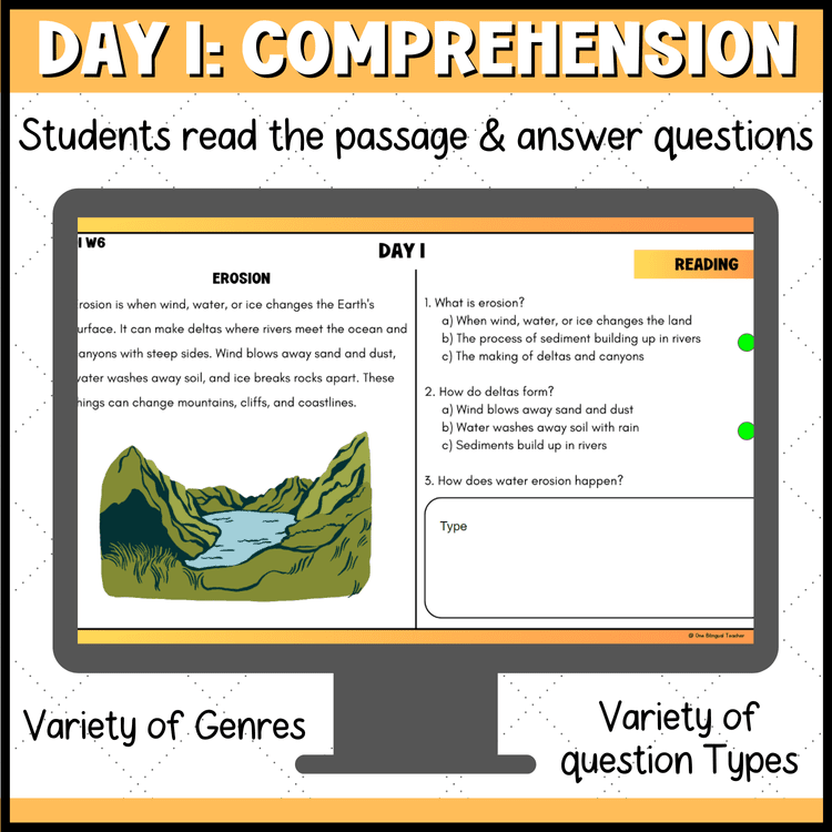 Reading Bell Ringers for Middle School ELA/ESL for 5th and 6th Grade ...