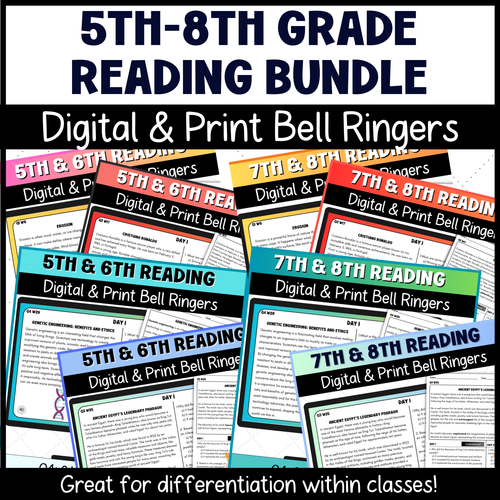 Reading Bell Ringers for Middle School ELA/ESL for 5th and 6th Grade ...