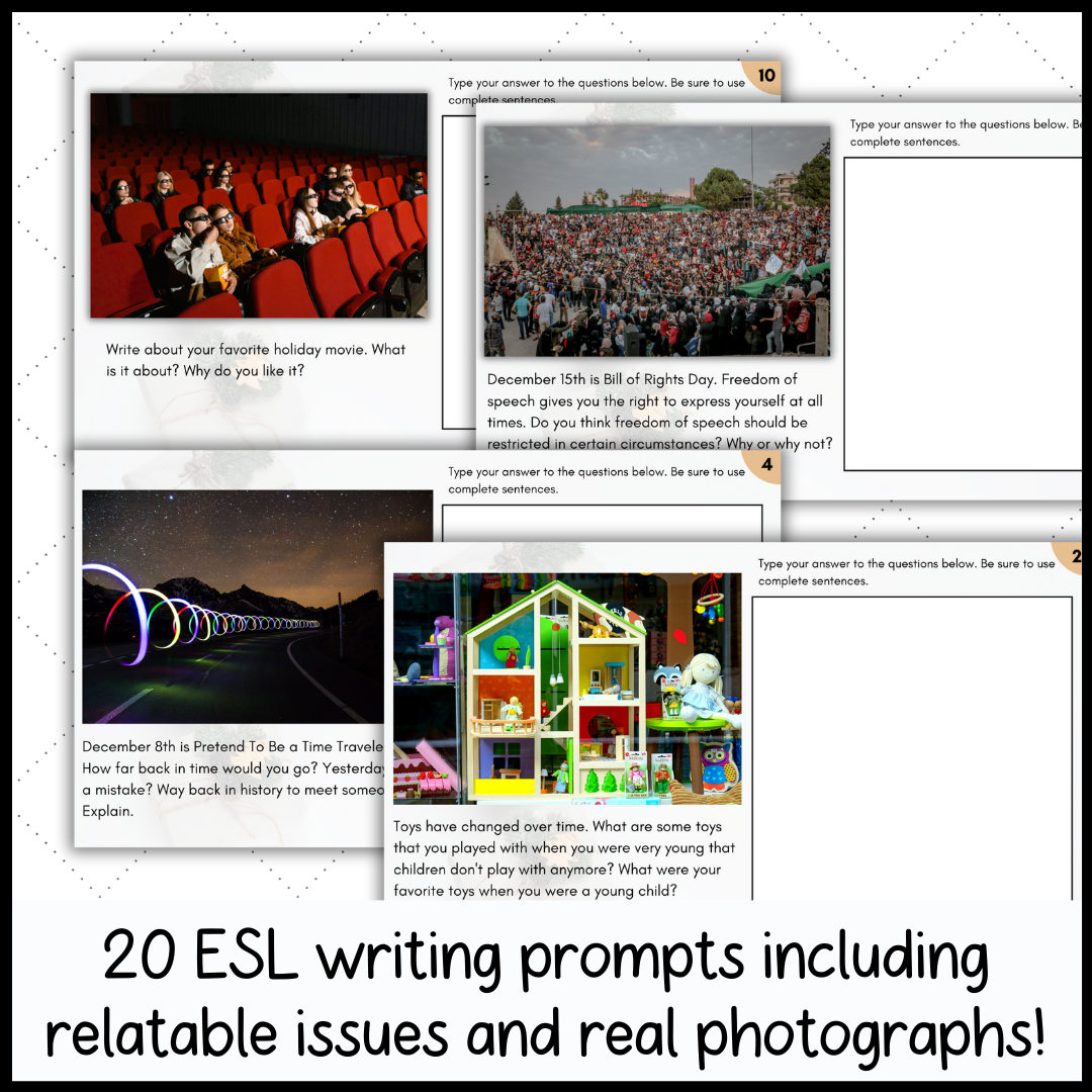 Creative Writing Prompts for the Holidays: Festive Ideas for ESL ...