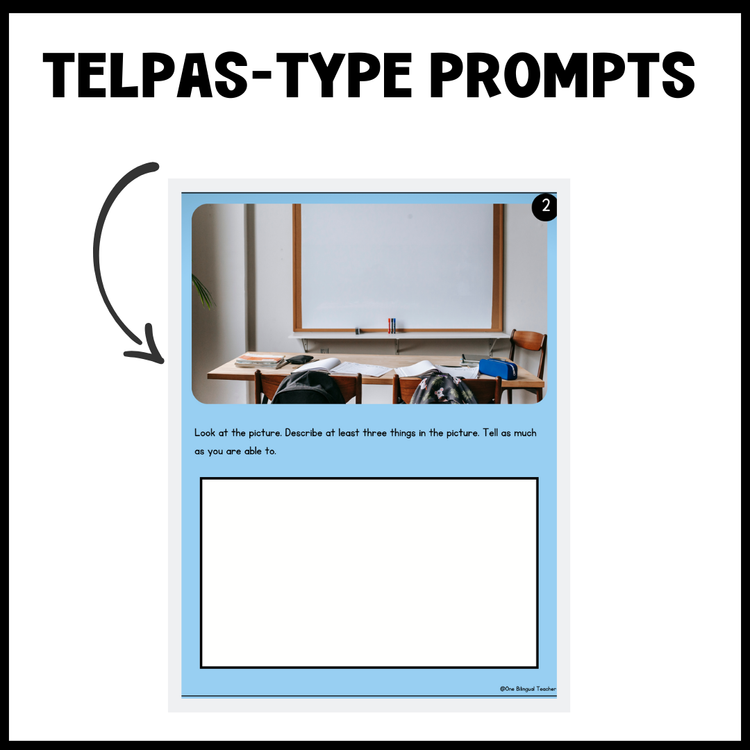 TELPAS & ESL Speaking Practice Prompts Digital & Print for Middle ...