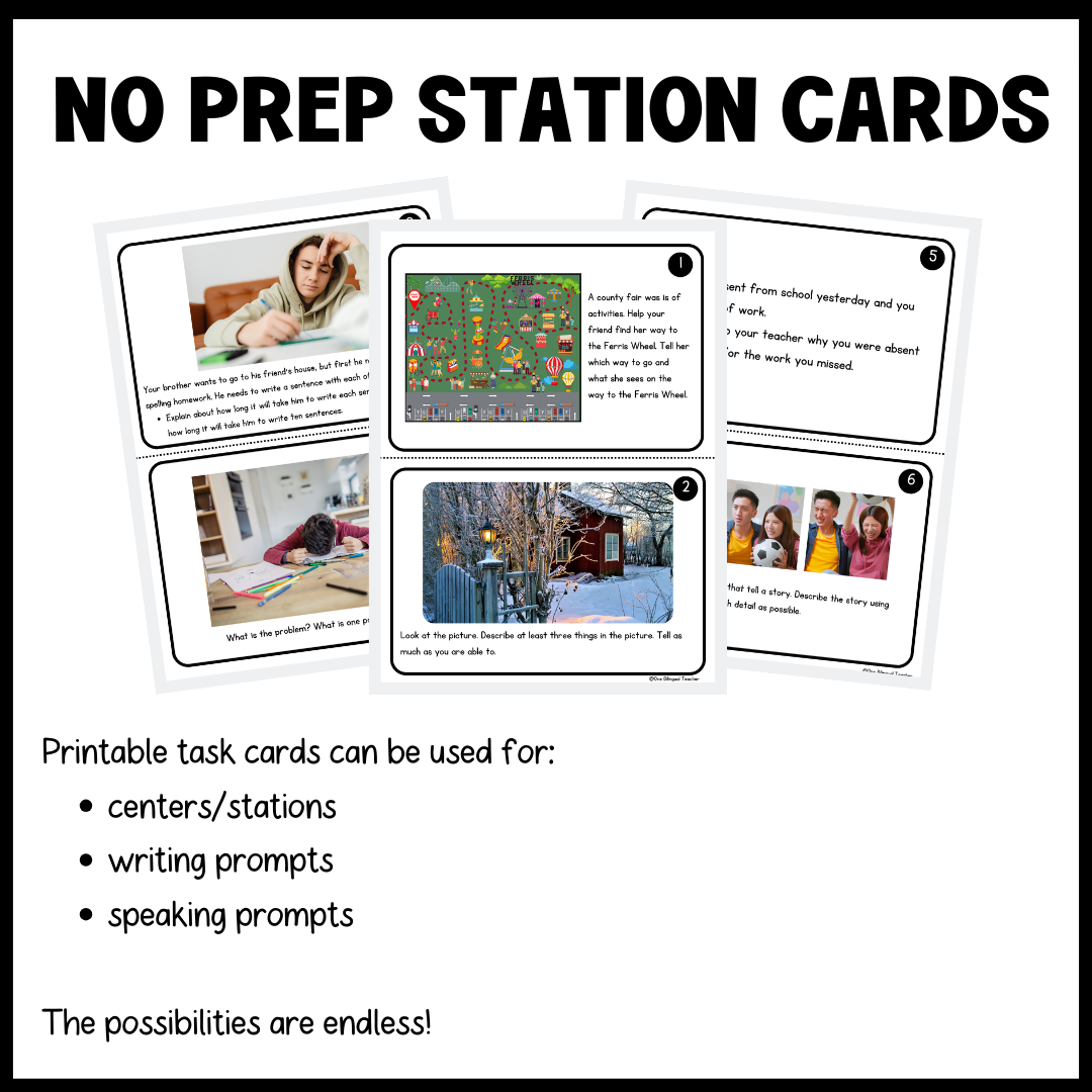 TELPAS & ESL Speaking Practice Prompts Digital & Print for Middle ...