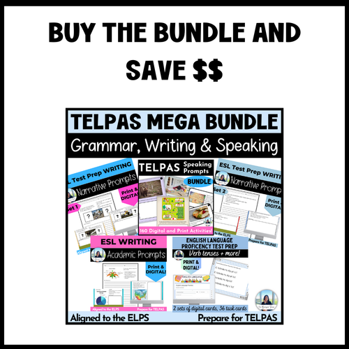 TELPAS & ESL Speaking Practice Prompts Digital & Print for Middle ...