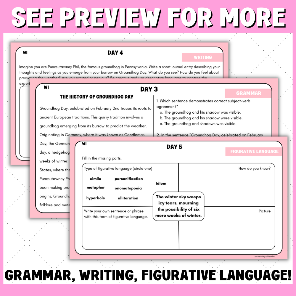 Reading Bell Ringers for Middle School ELA/ESL for 5th and 6th Grade ...