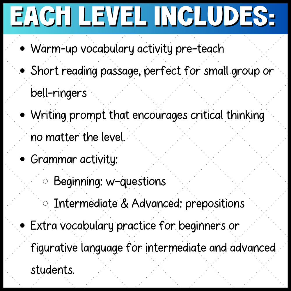 Reading Bell Ringers for Middle School ELA/ESL for 5th and 6th Grade ...